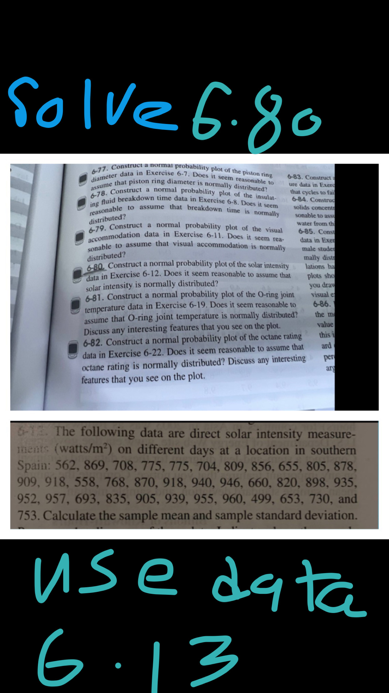 Solve 6.80use data6.13 | Chegg.com