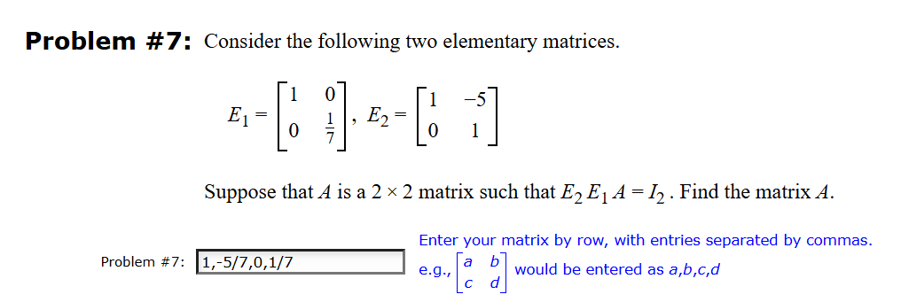 Solved Problem #7: Consider the following two elementary | Chegg.com