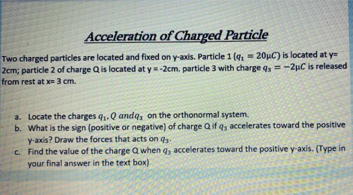 Solved Acceleration of Charged Particle Two charged | Chegg.com