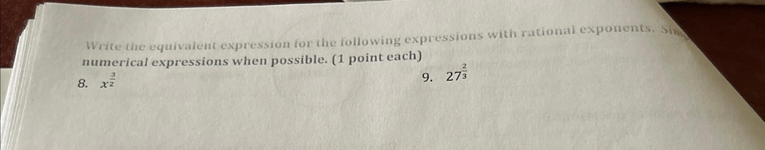 Solved Write the equivalent expression for the following | Chegg.com
