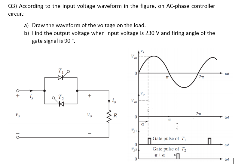 Solved Q3) Power Electronics. AC-phase controller circuit, | Chegg.com