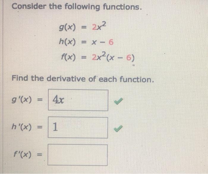 Solved Consider the following functions. g(x) = 2x2 h(x) = x | Chegg.com