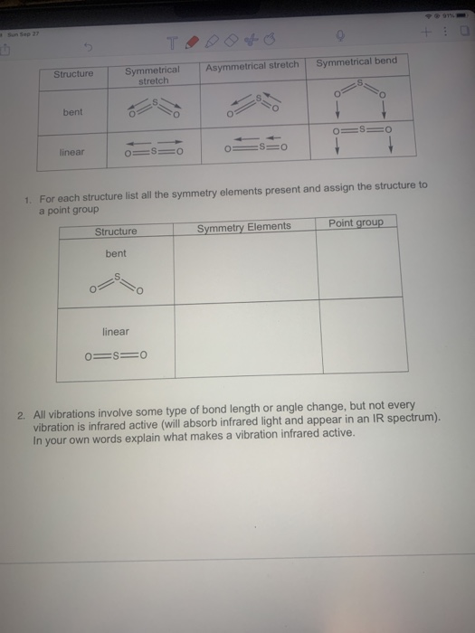 Solved T Asymmetrical stretch Symmetrical bend Structure | Chegg.com