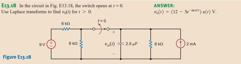 Solved E13.18 In the circuit in Fig. E13.18, the switch | Chegg.com