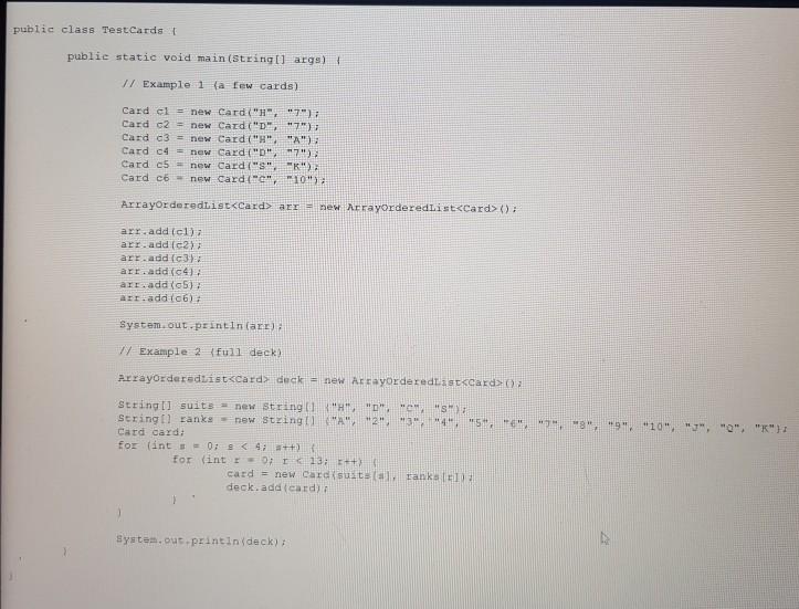 public class Card private String suit; // s (spade), | Chegg.com