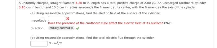 Solved A uniformly charged, straight filament 4.20 m in | Chegg.com
