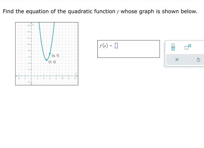 Solved Find the equation of the quadratic function f whose | Chegg.com