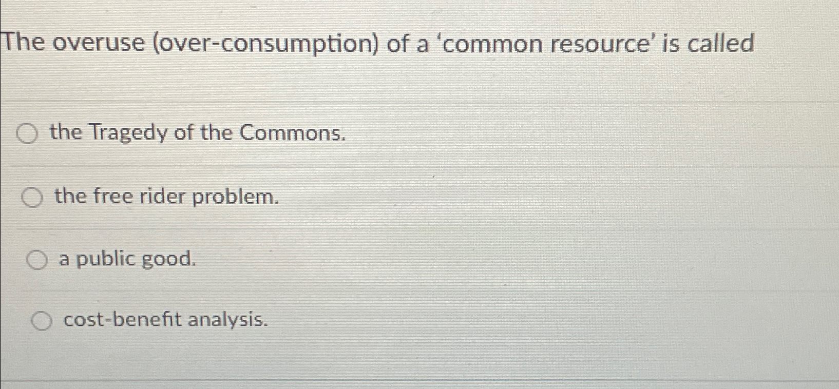 Solved The overuse (over-consumption) ﻿of a 'common | Chegg.com