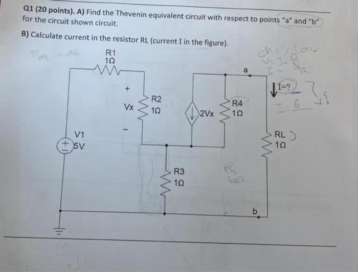 Solved Q1 (20 points). A) Find the Thevenin equivalent | Chegg.com
