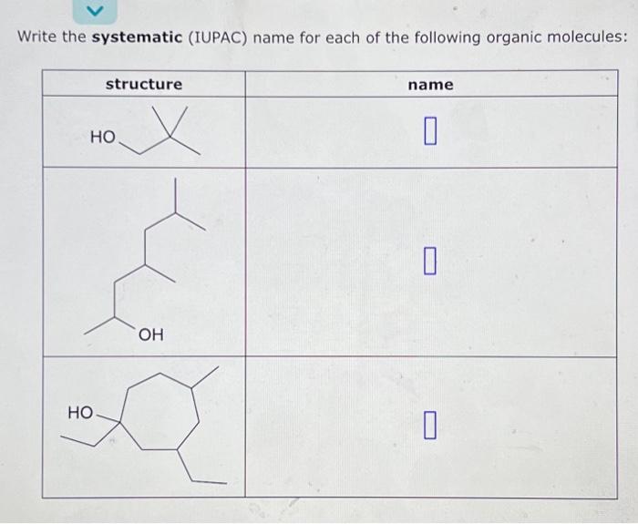 Solved Write the systematic (IUPAC) name for each of the | Chegg.com