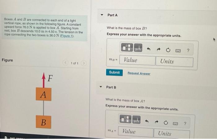 Solved Boxes A and B are connected to each end of a light | Chegg.com
