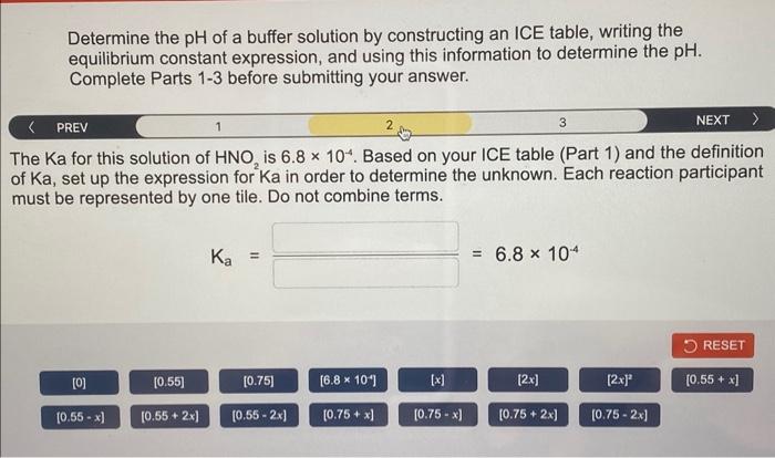 Solved Determine the pH of a buffer solution by constructing | Chegg.com
