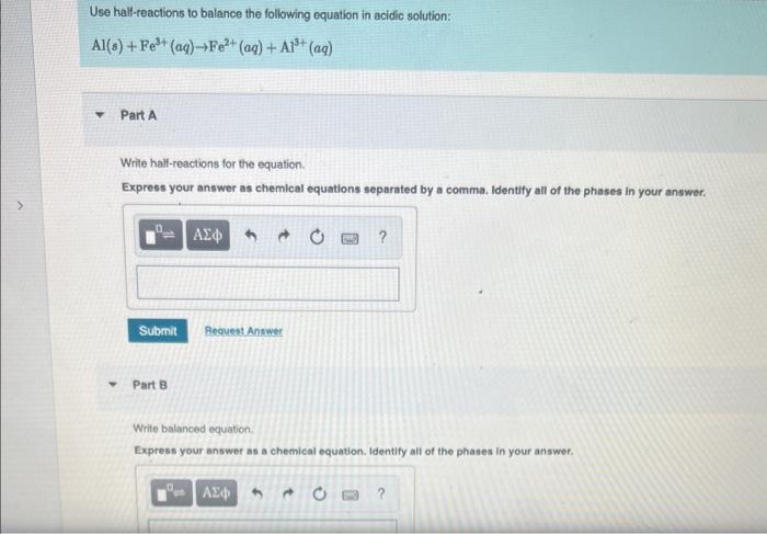 Solved Use half-reactions to balance the following equation | Chegg.com