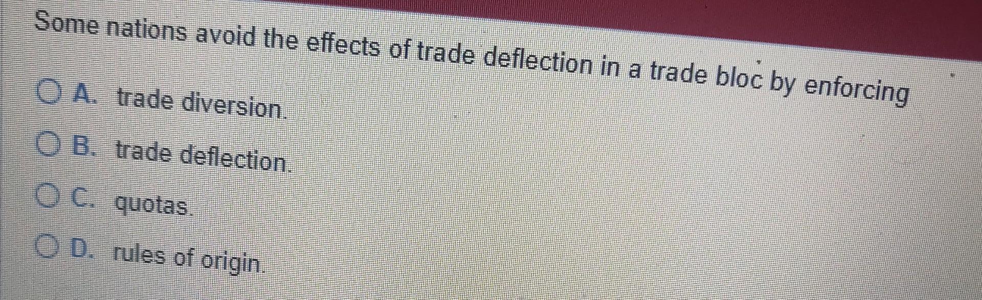 Solved Some nations avoid the effects of trade deflection in | Chegg.com