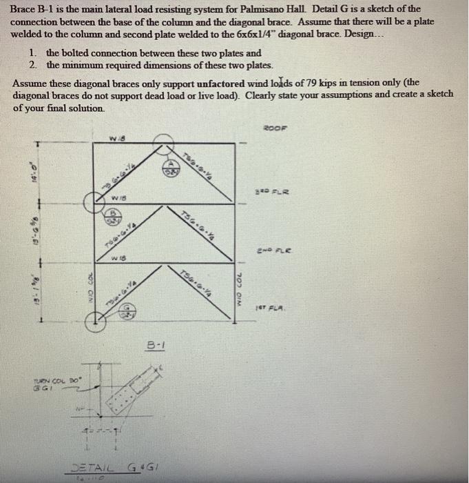 Brace B-1 is the main lateral load resisting system | Chegg.com