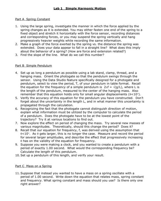 Solved Part A Spring Constant 1. Using the large spring, | Chegg.com