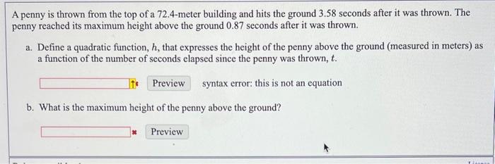Solved A penny is thrown from the top of a 72.4-meter | Chegg.com