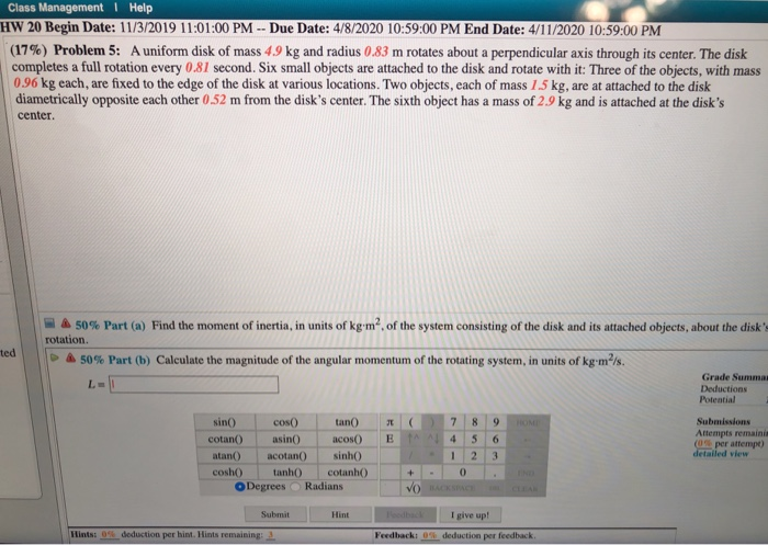 Solved Class Management Help HW 20 Begin Date: 11/3/2019 | Chegg.com