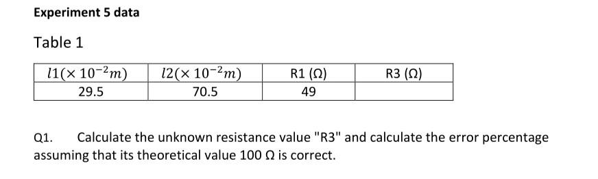 Solved Q1. Calculate the unknown resistance value "R3" and | Chegg.com
