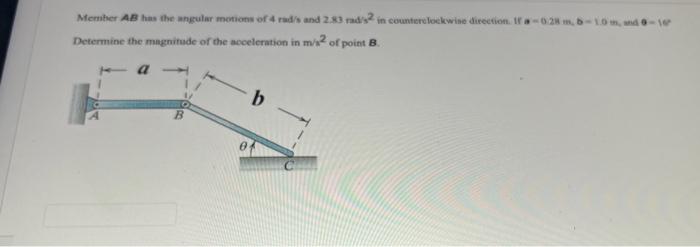 Solved Determine the magnitude of the acceleration in m/s2 | Chegg.com