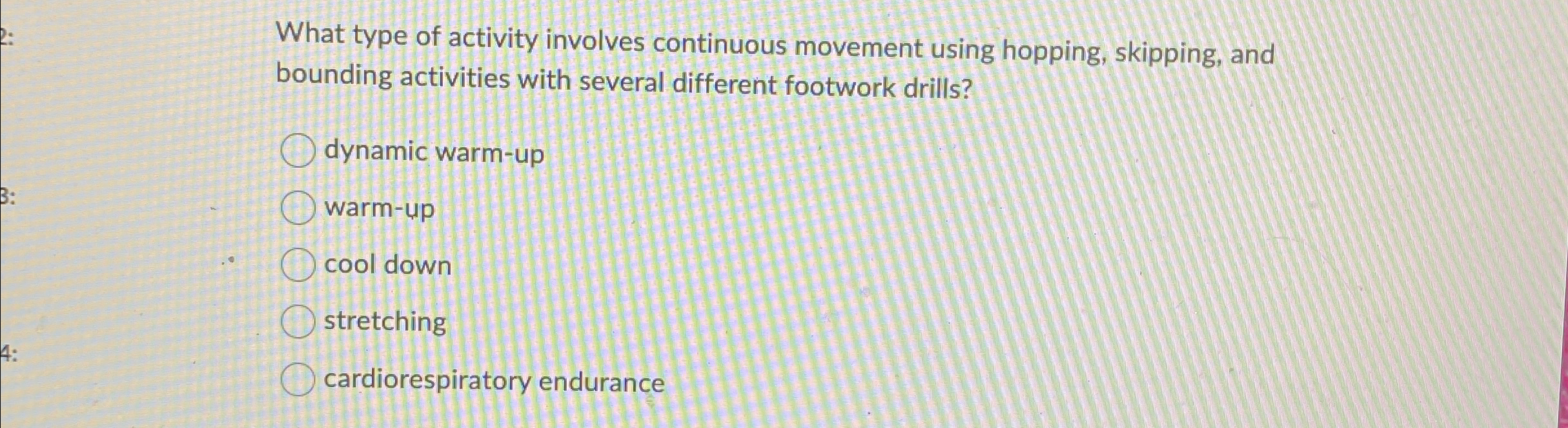 What type of activity involves continuous movement | Chegg.com