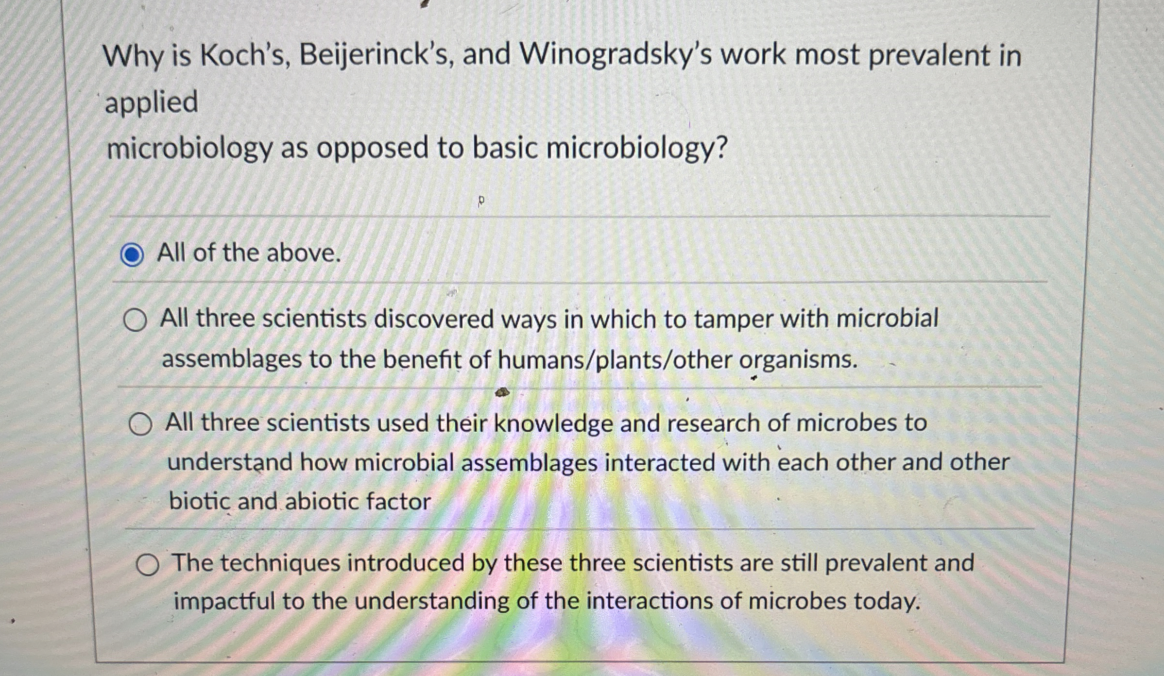 Solved Why is Koch's, Beijerinck's, and Winogradsky's work | Chegg.com