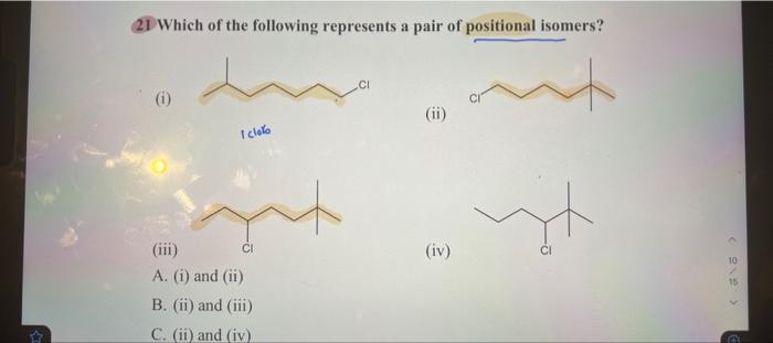 Solved 21 Which of the following represents a pair of | Chegg.com