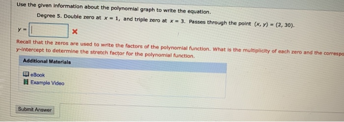 Solved Use the given information about the polynomial graph | Chegg.com