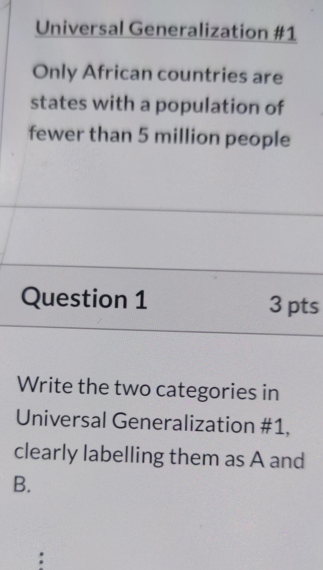 Solved Universal Generalization #1 Only African countries | Chegg.com