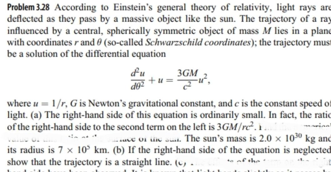Solved Problem 3.28 According to Einstein's general theory | Chegg.com