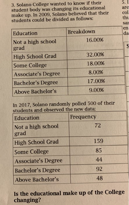 Solved 3. Solano College wanted to know if their student | Chegg.com