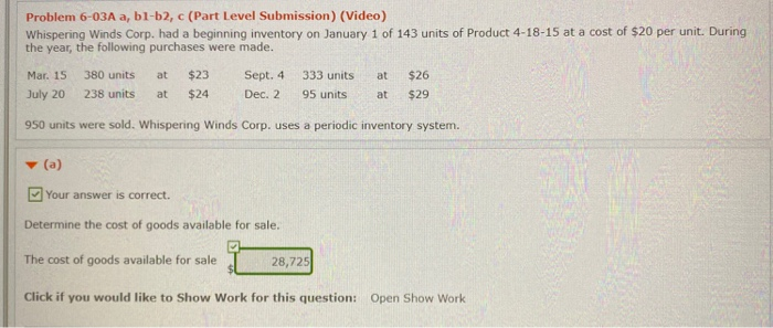 Solved Problem 6-03A a, bl-b2, c (Part Level Submission) | Chegg.com