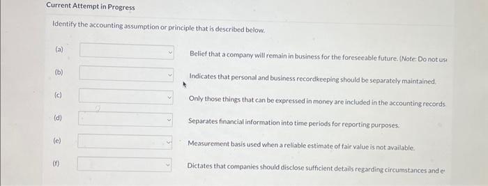 Solved Identify the accounting assumption or principle that | Chegg.com