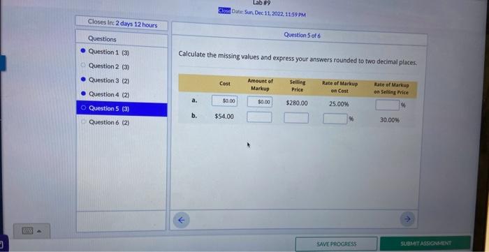 Solved Calculate the missing values and express your answers | Chegg.com