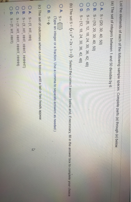 Solved List the elements of each of the following sample | Chegg.com