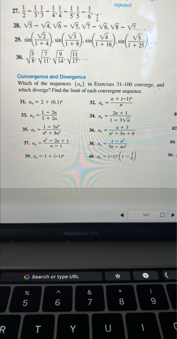 Solved 41. an=(2nn+1)(1−n1) 42. an=(2−2n1)(3+2n1) 43. | Chegg.com