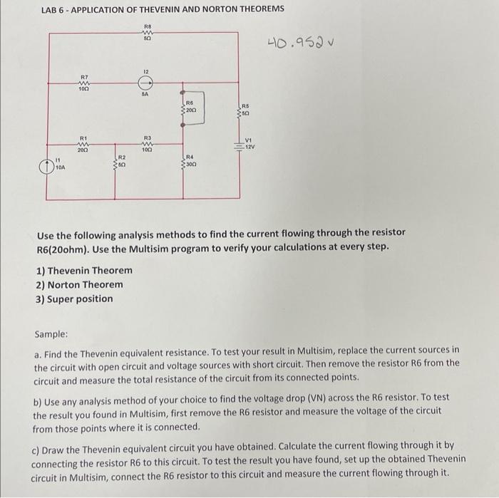 Solved LAB 6 - APPLICATION OF THEVENIN AND NORTON THEOREMS | Chegg.com