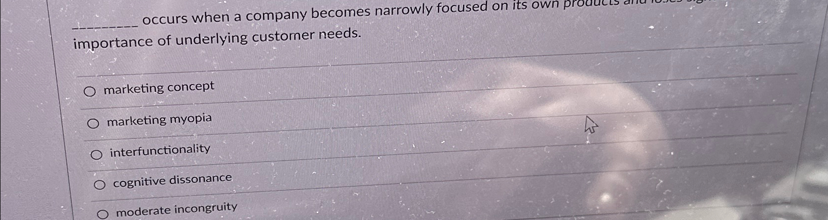 Solved occurs when a company becomes narrowly focused on its | Chegg.com