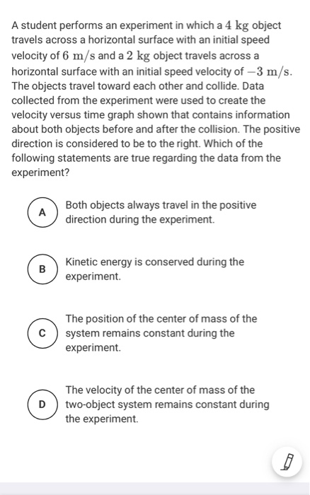 Solved Question 6 • 4 Kg Object 2 Kg Object Velocity M S