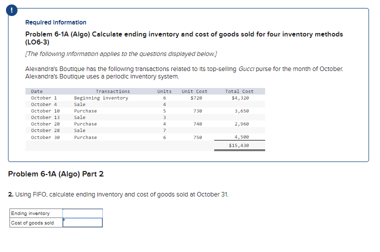 Solved 1.Using FIFO, calculate ending inventory and cost of | Chegg.com