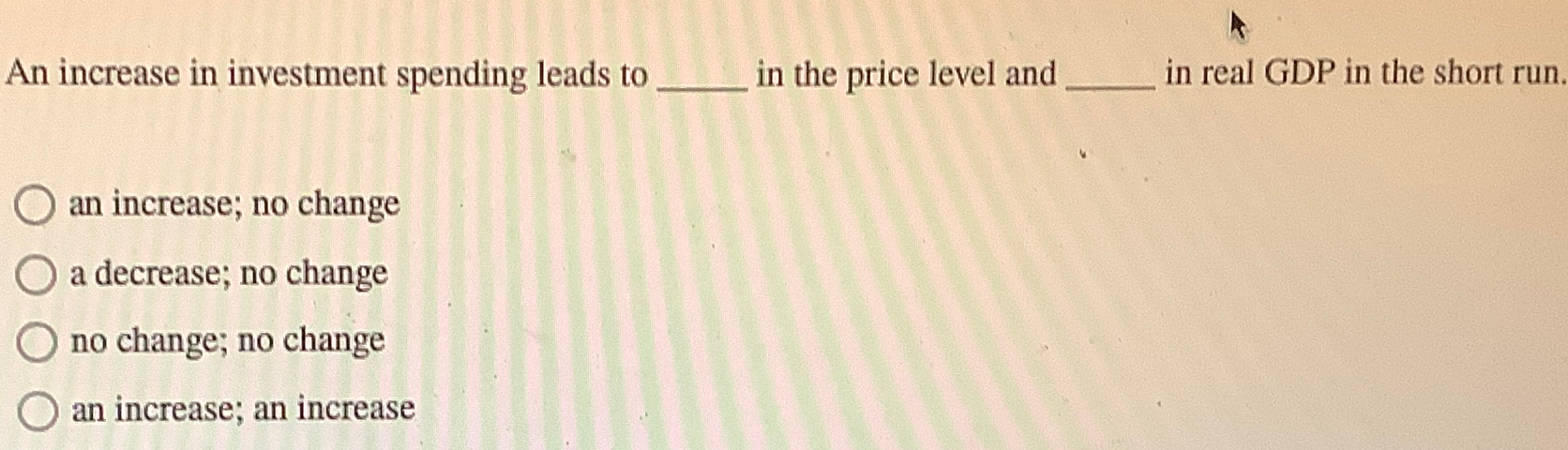 Solved An increase in investment spending leads to q, ﻿in | Chegg.com