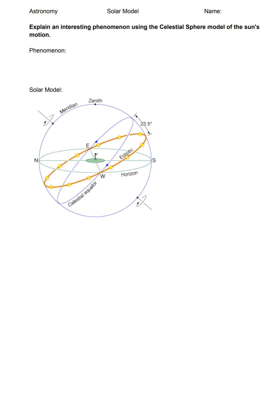 Solved Explain an interesting phenomenon using the Celestial | Chegg.com
