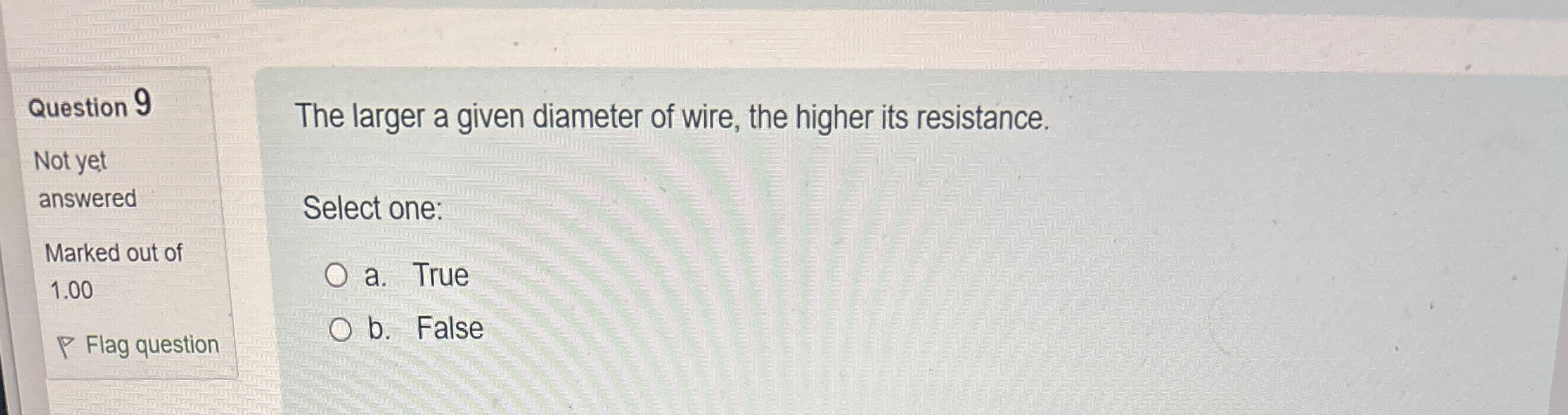 Solved Question 9Not yetansweredMarked out of1.00Flag | Chegg.com Solved Question 9Not yetansweredMarked out of1.00Flag | Chegg.com