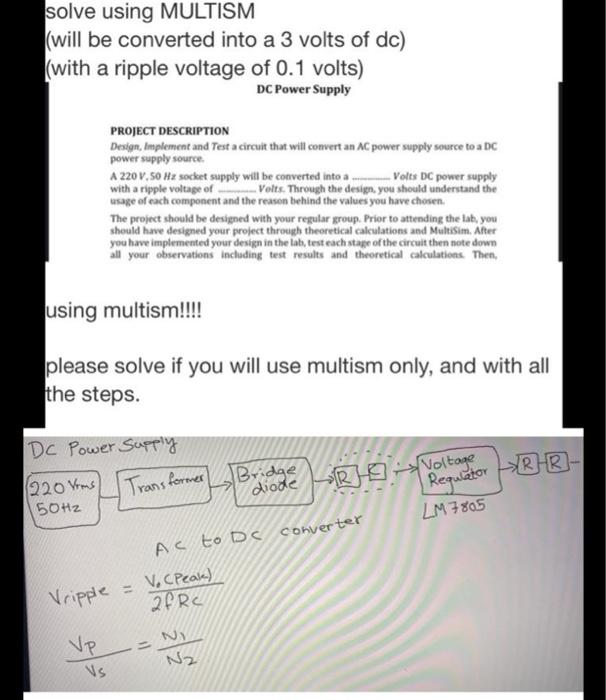 solve everything please draw in multism using the | Chegg.com