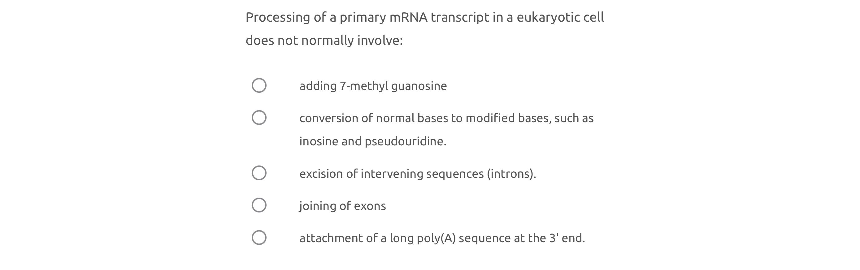 Solved Processing of a primary mRNA transcript in a | Chegg.com