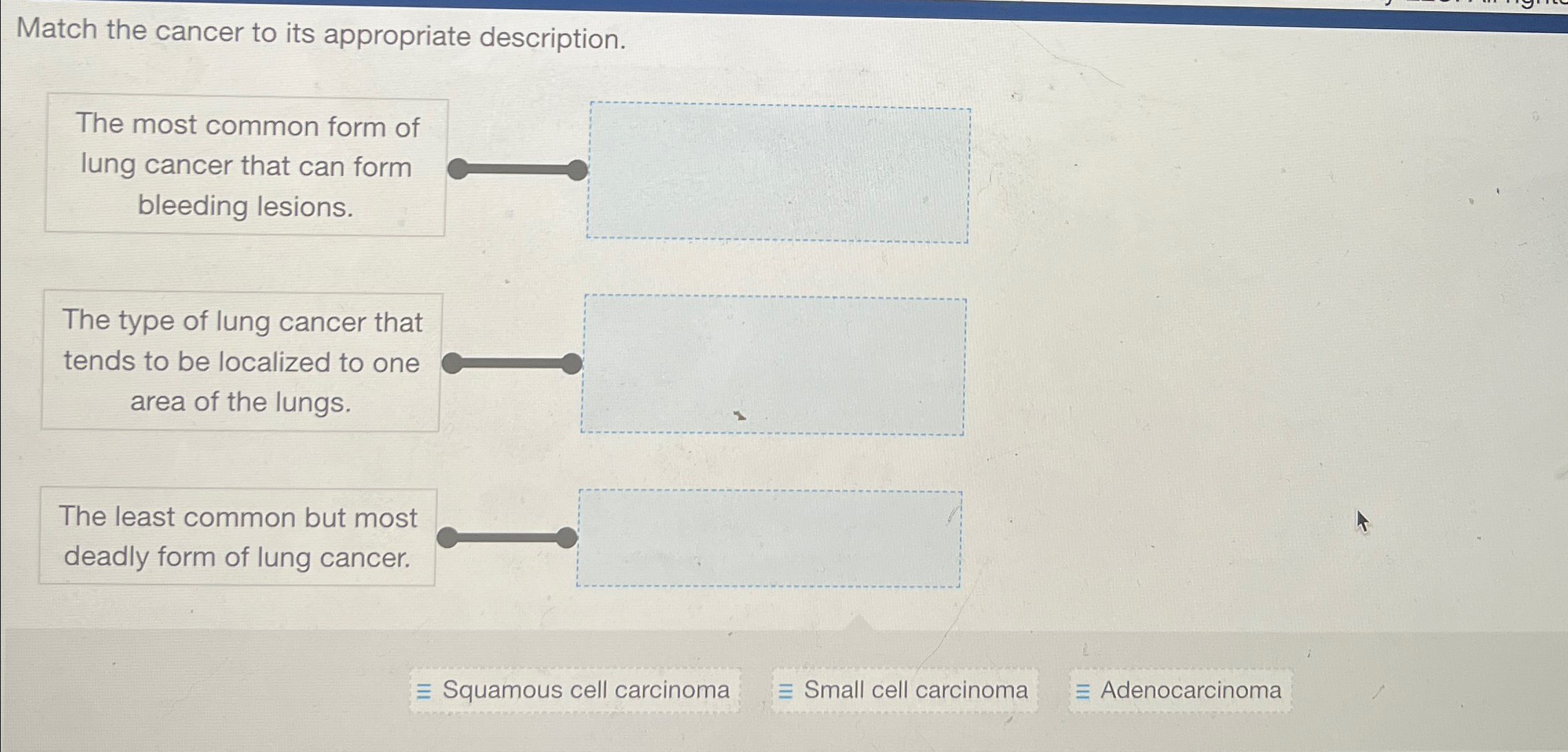 Solved Match the cancer to its appropriate description.The | Chegg.com
