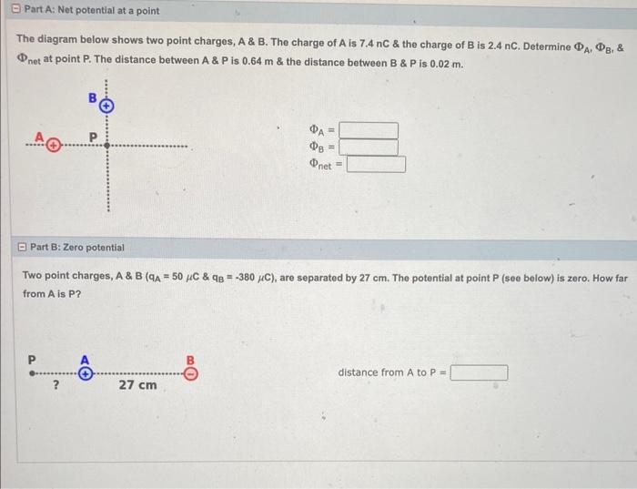Solved Part A: Net potential at a point The diagram below | Chegg.com