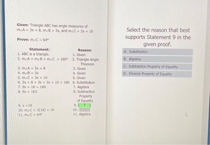 Solved select the reason that best support statement 9 and | Chegg.com