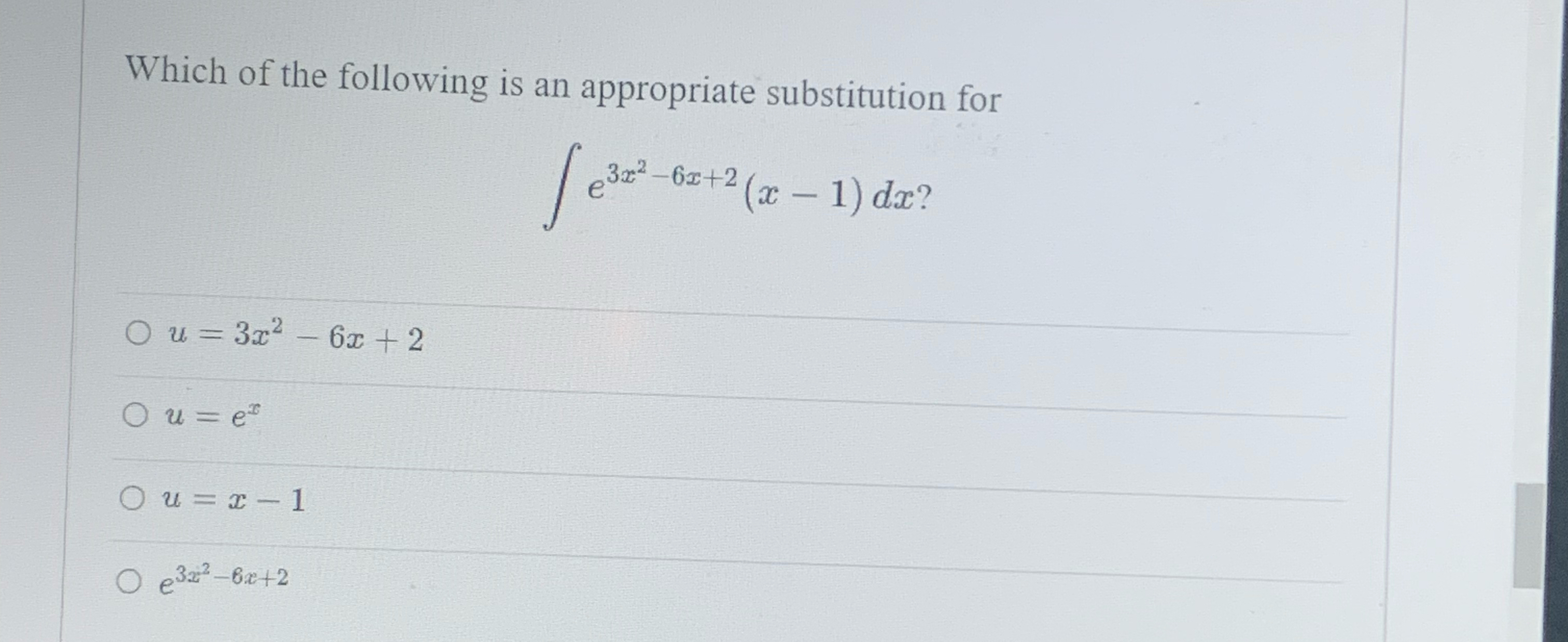 Solved Which of the following is an appropriate substitution | Chegg.com