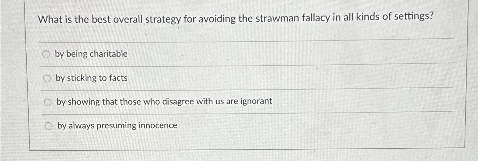 Solved What is the best overall strategy for avoiding the | Chegg.com